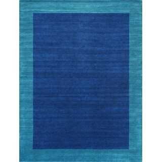 Canvello Modern Hand-Loomed Silk & Wool Area Rug- 5' X 7' - Blue ...