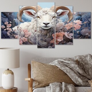 Designart "White White Sheep Ethereal Dreamscapes" Animals Multipanel ...