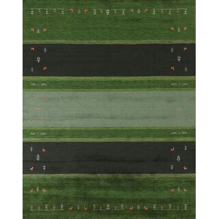 Green Gabbeh Area Rug Hand-Knotted Wool Carpet - 8'3"x 9'10" - Bed Bath ...