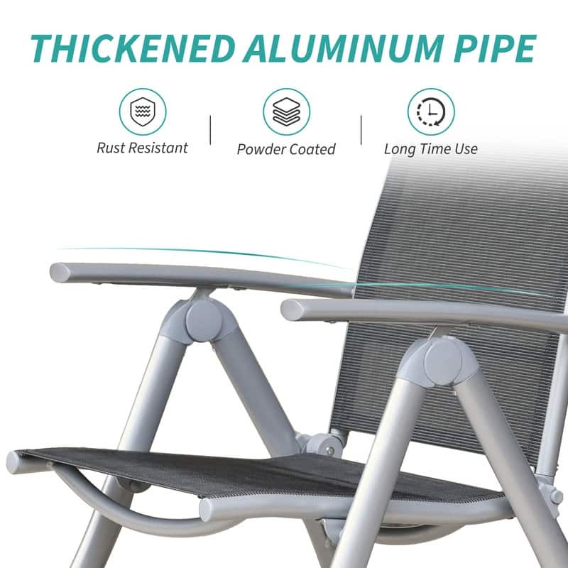 Domi Outdoor Living Aluminum Folding Dining Armchairs (Set of 2 ...