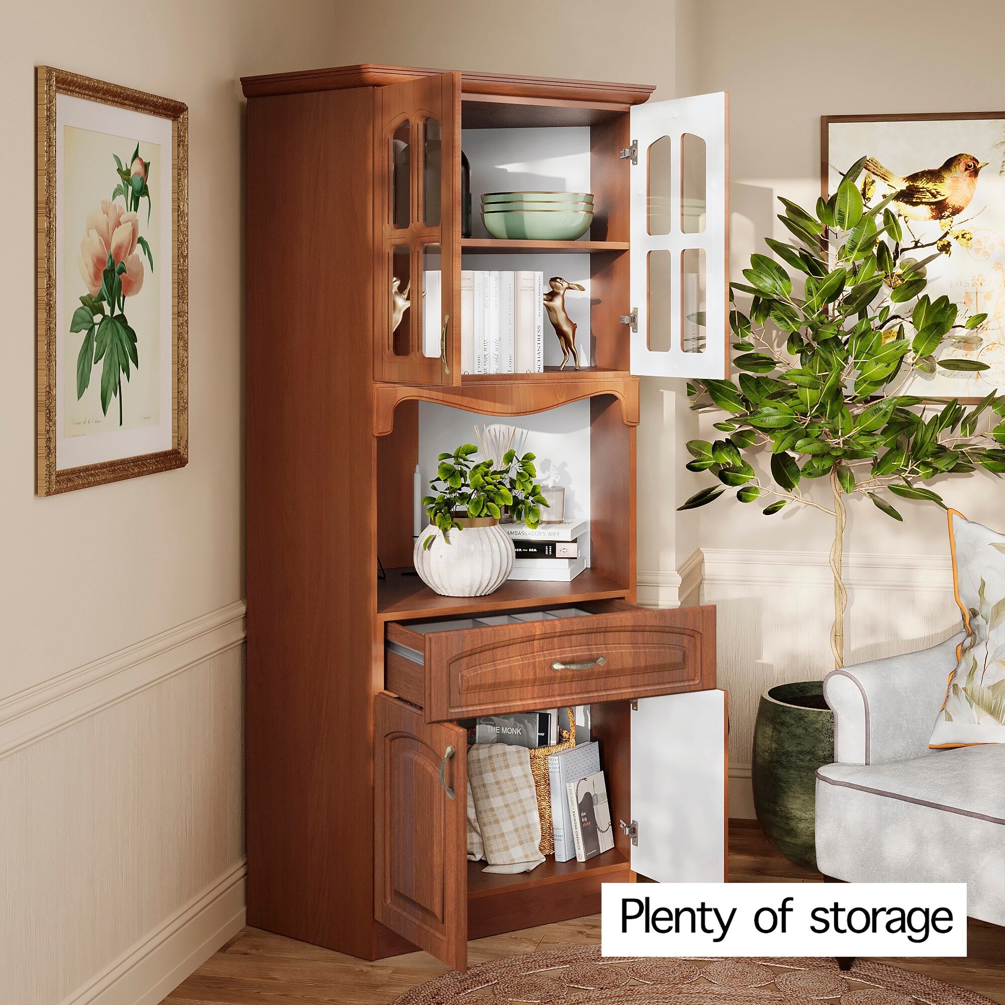 Living Skog Galiano 73 inch Corner Pantry Storage Cabinet Microwave Hutch On Sale Bed Bath Beyond 35448944