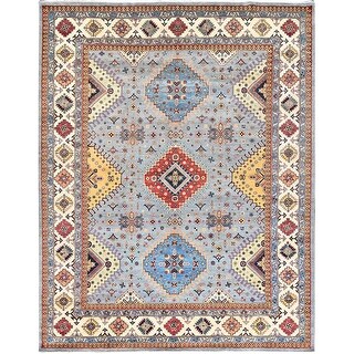 Shahbanu Rugs Misty Blue Densely Woven Hand Knotted Vibrant Wool ...