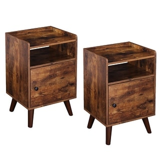 End Tables Set of 2, 3-Tier Side Table with Switchable Door, Side Table ...