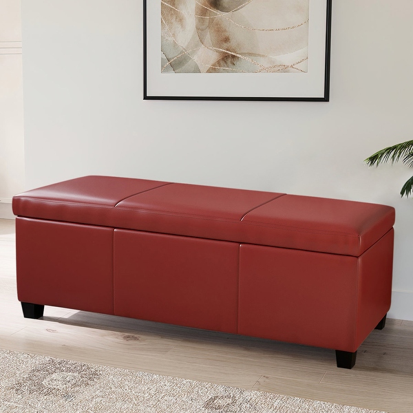 Belleze Modern Elegant Ottoman Storage Bench Faux Leather Linen 47 On Sale Bed Bath Beyond 22163149