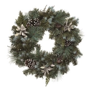 Pinecones Artificial Christmas Wreath with Foliage, 24-Inch, Unlit ...