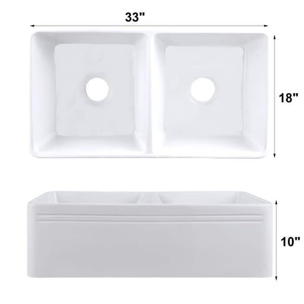 White Ceramic Double Basin Farmhouse Kitchen Sink - Bed Bath & Beyond ...