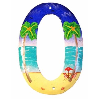 Tropical Beach House Numbers Haitian Metal Art Number 0 Zero - Blue ...