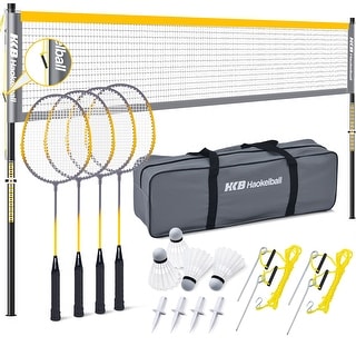 Professional Badminton Set for Backyards with Net Tension Adjuster, 4 ...