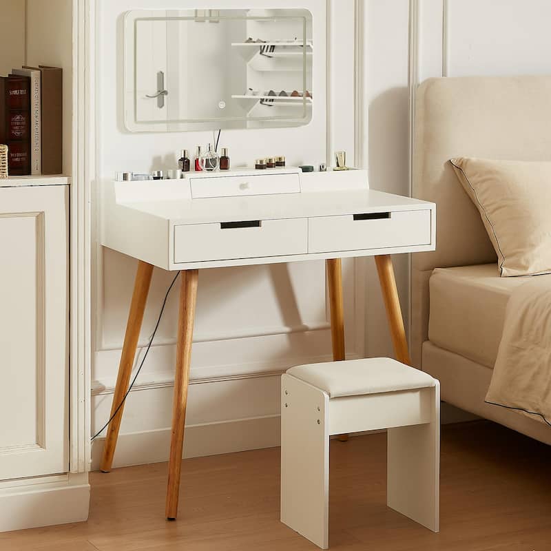 small makeup vanity with drawers