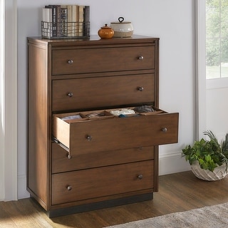 Rohan Walnut Finish 5-Drawer Modular Chest by iNSPIRE Q Modern - Bed ...