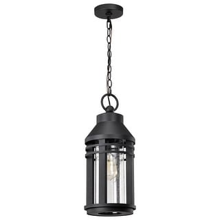Wilton 1 Light Hanging Lantern Matte Black with Clear Seeded Glass ...