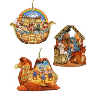 Set of 3 Nativity Adventure Wooden Christmas Ornaments 5.5" - Bed Bath ...