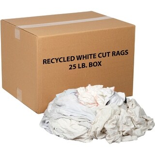25 Lb. Box Recycled Cut Rags, White - Assorted - Bed Bath & Beyond ...