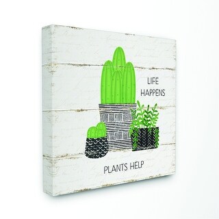 Stupell Life Happens Cacti Succulents Wood Textured Design Canvas Wall ...