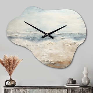 Modern Coastal Beige And Grey River - Coastal Ocean Large Wall Clock in Cloud Shape - Nautical ...