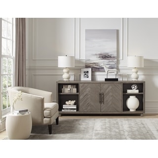 90" Six Door TV Console, Entertainment Stand, Wood Accent Cabinet ...
