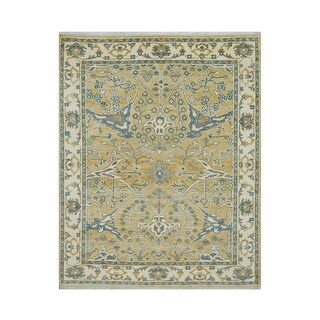 Hand Knotted Mustard Turkish Oushak 100% Wool Transitional Area Rug - 8 ...
