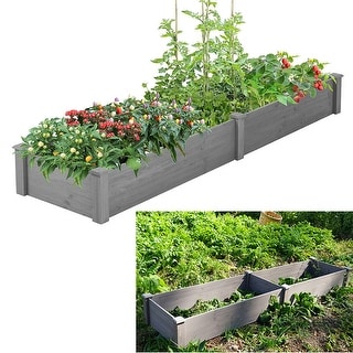 8 Feet Outdoor Wooden Garden Bed Planter Box Kit for Vegetables Fruits ...