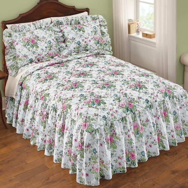 Floral Bouquet Quilted Ruffled Bedspread - Bed Bath & Beyond - 37050711