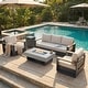 Outdoor Aluminum Patio Modern Conversation Sofa Set with Fire Pit Table ...