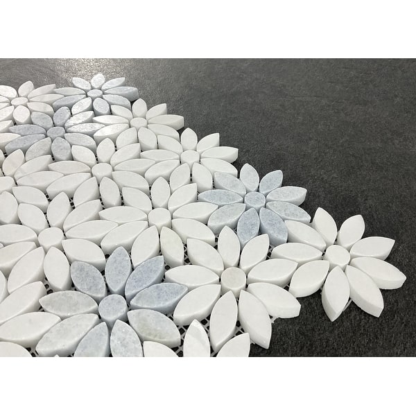 Flower Pattern Marble Novelty Mosaic Wall & Floor Tile - Case (5 Sheets ...
