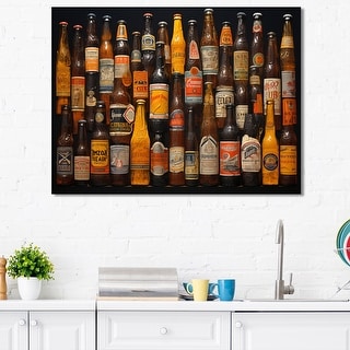 Designart "Beer Bottles Collage IX" Beer Wall Art - Bed Bath & Beyond ...