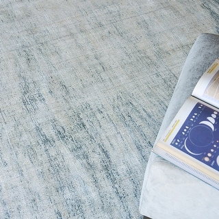 EXQUISITE RUGS Cloud Hand-loomed Wool/Bamboo Silk Ivory/Blue Area Rug ...