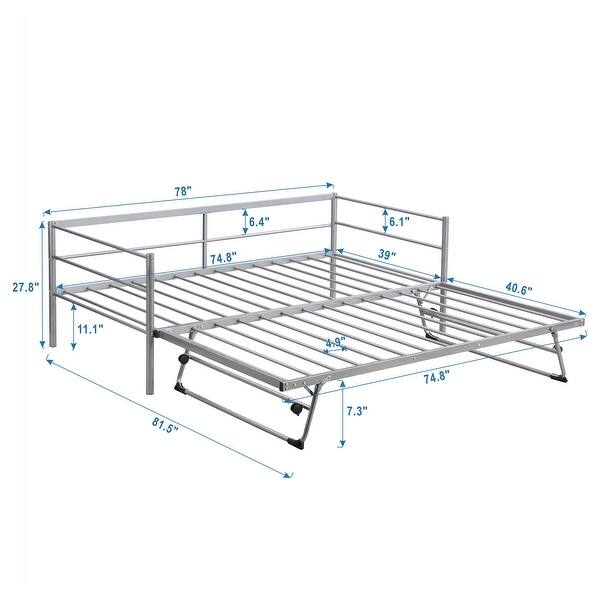 Silver Twin Size Metal Daybed with Adjustable Trundle - Bed Bath ...