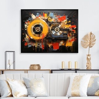 Designart "Colorful Vinyl Melodies IV" Vinyl Records Framed Wall Art ...