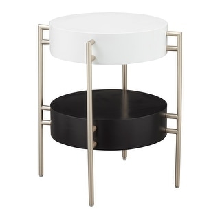 Kelsie Modern Two Tier Accent Side/End Table with Metal Legs - Black ...