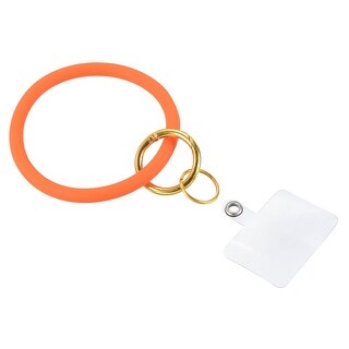 Key Ring Bracelet Silicone Keychain Circle Wristlet Keyrings, Orange ...