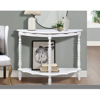 Milk White Console Table Half Moon Sofa Table with Storage Shelf - Bed ...
