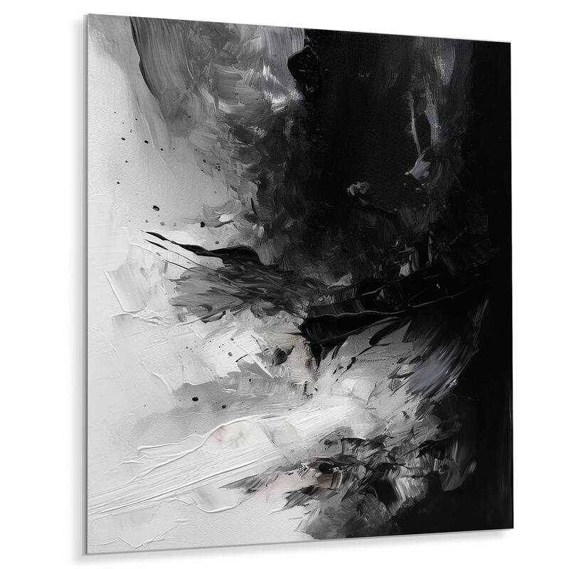 Designart "Black Textured Splash Paint Art III" Abstract Painting Metal ...