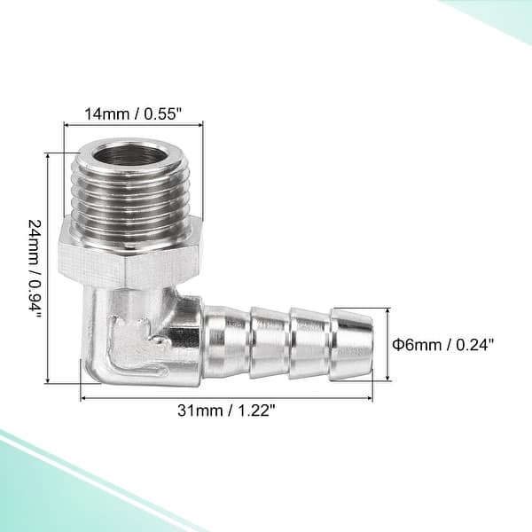 Copper Hose Barb Fitting Elbow Male Thread Right Angle Pipe Connector ...