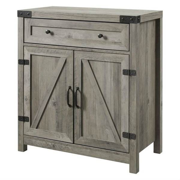 Rustic Farmhouse Barn Door Accent Storage Cabinet Grey Wash 33 in. H x 30 in. L x 16 in. W Bed Bath Beyond 32072445