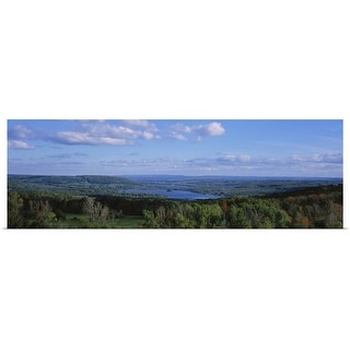 "High angle view of a lake, Lamoka Lake, Waneta Lake, Finger Lakes, New ...