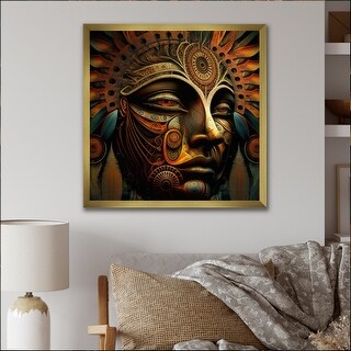 Designart "Ancient Tribal Amazonian Mask" African Tribal Framed Canvas ...