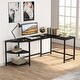 74 inch L-Shaped Desk with 3-Tier Reversible Corner Shelf - Bed Bath ...