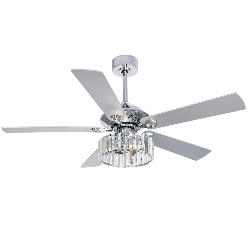 52 IN Chrome 5-Blade Ceiling Fan with Light Kit and Remote - On Sale ...