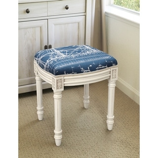 Ship Navy Blue and Antique-white-finished Vanity Stool - Bed Bath ...