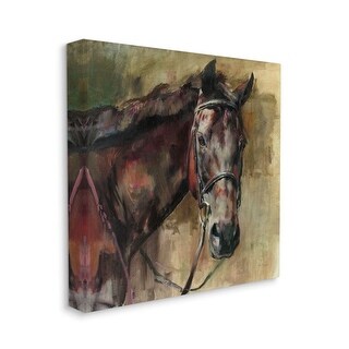 Stupell Country Horse Portrait Brown Tan Equestrian Painting Canvas ...