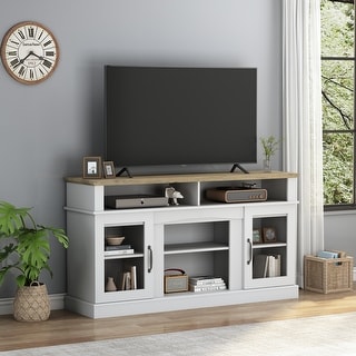 Farmhouse Wall Cabinet 58 Inch TV Stand Showcase Sideboard with Storage ...