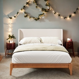 King Size Solid Dry Bamboo Wood 12 Inch Platform Bed with 48 ...