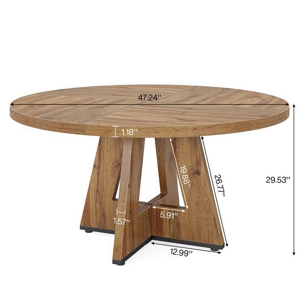 Round Dining Table for 4, 47 Inch Farmhouse Kitchen Table - Bed Bath ...