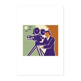 Cameraman Film Crew Vintage Video Movie Camera Birds Art Print/Poster ...