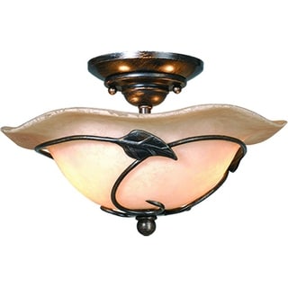 2 light rust semi flush mount ceiling light fixture farmhouse ...
