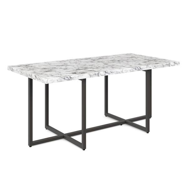 Nathan James Abby Faux Marble White Rectangular Contemporary Living ...