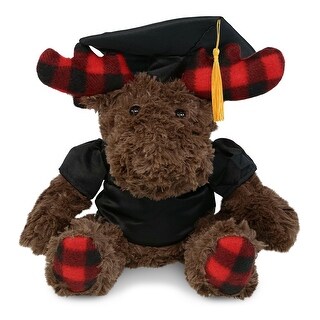 DolliBu Plaid Curly Moose Graduation Plush Toy with Gown and Cap - 10 ...
