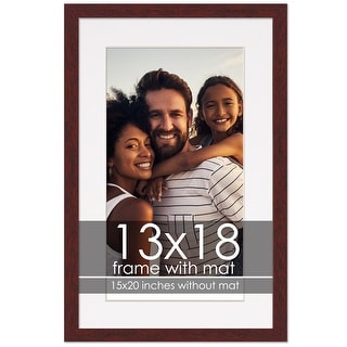 13x18 Frame with Mat - Brown 15x20 Frame Wood Made to Display Print or ...