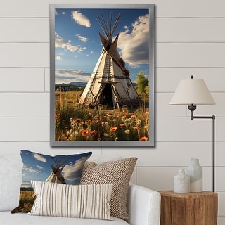 Designart "Coral Beige Native Tipi Serenitys Refuge" Native American ...
